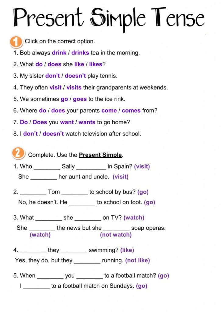 تدريبات على present simple 2026 - انجليزي