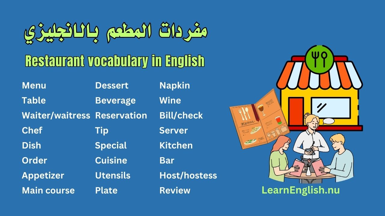 مفردات المطعم بالانجليزي مع النطق